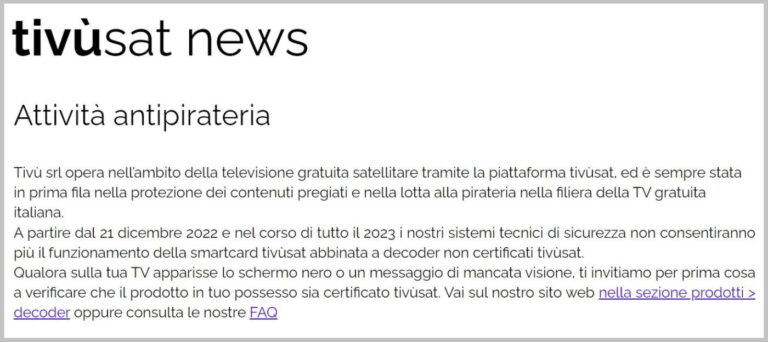 Tivùsat “spegne” i decoder CAS e le vecchie schede, nuove smart card ...